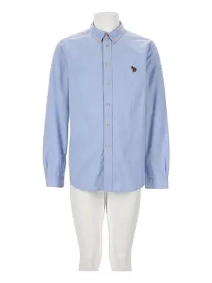 Paul Smith Long Sleeve Button-down Shirt With Embroidered Logo - Blue