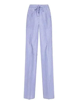 Kiton Striped Silk Drawstring Trousers - Blue