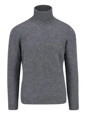 DRUMOHR 100% Lambswool Turtleneck Sweater - Grey