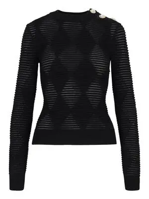 Balmain Viscose Blend Knit Sweater - Black