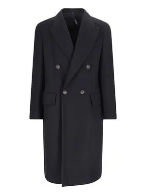 HEVO Virgin Wool & Polyamide Double Breasted Jacket - Blue