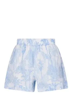 MC2 SAINT BARTH Printed Ramie Shorts - Blue