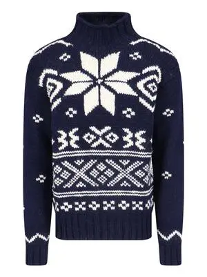 Polo Ralph Lauren Fair Isle" High Neck Wool Sweater - Blue