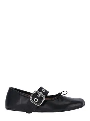 VIVIENNE WESTWOOD Leather Buckled Ballerina Flats - Black
