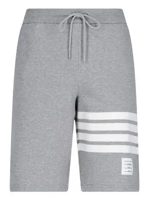 Thom Browne 100% Cotton Striped Shorts - Grey