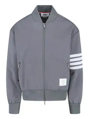 Thom Browne Viscose-blend Stretch Jacket With Four-bar Detail - Grey