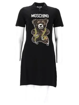 Moschino Graphic Knit Polo Dress - Black