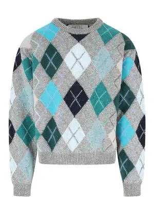 ERL Argyle Pattern Wool-cotton Blend Knit Sweater - Multicolour