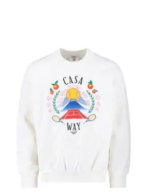 Casablanca Contrast Knit Crewneck Sweatshirt - White