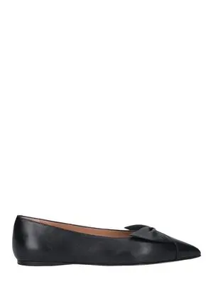 FERRAGAMO Lamb Leather Ballet Flats With Rubber Sole And Bow Detailing - Black