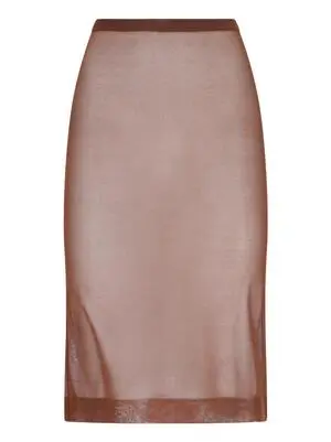 Saint Laurent Silk-blend Ruched Skirt - Brown