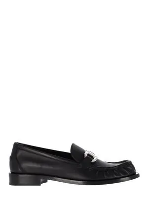 FERRAGAMO Signature Leather Loafers - Black