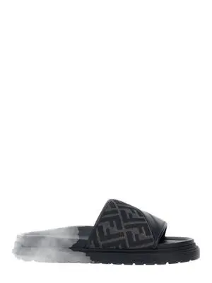 Fendi Diagonal Slides Fabric - Black