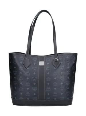Mcm Signature Monogram Tote Bag - Black