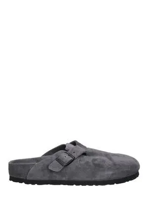 BIRKENSTOCK Leather Buckled Sandals With Contoured Footbed - Grey