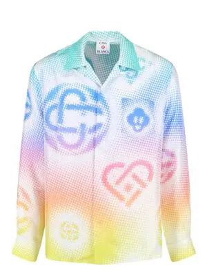 Casablanca Casablanca Men's Silk Shirt With Logo Repeat Half-Tone Print Multicolour