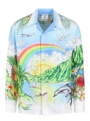 Casablanca 100% Silk Shirt With Statement Motif - Multicolour
