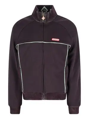 Casablanca Contrast Trim Zip-up Sweater - Violet