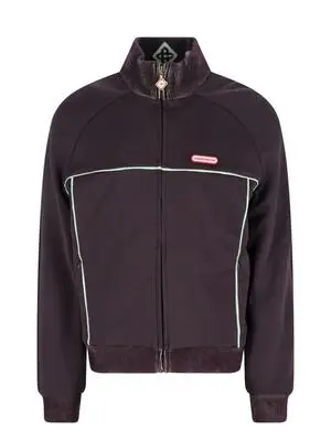 Casablanca Contrast Trim Zip-up Sweater - Violet