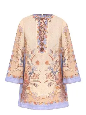 Zimmermann Zimmermann Mini Floral Tunic Dress Beige