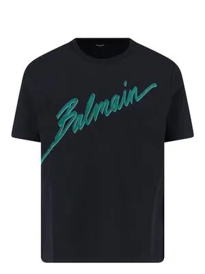 Balmain Graphic Logo Crewneck T-shirt - Black
