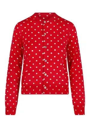 Comme Des Garçons Polka Dot Wool Cardigan - Red