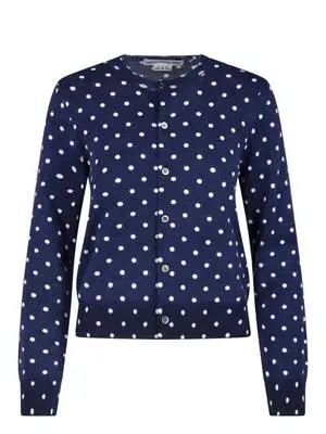 Comme Des Garçons 100% Wool Polka Dot Cardigan - Blue