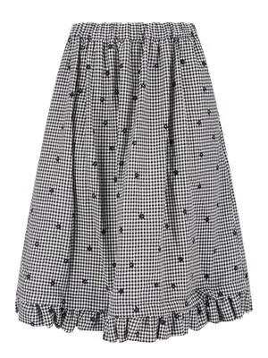 Comme Des Garçons Embroidered Gingham Check Mini Skirt - Black