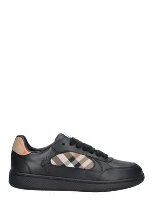 Burberry BURBERRY Low-Top Leather Sneakers With Signature Check Trim Black