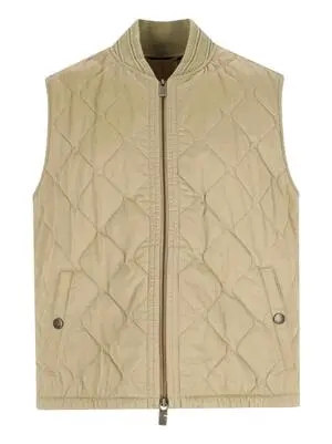 Burberry Quilted Cotton Vest With Two-way Zip Closure - Beige