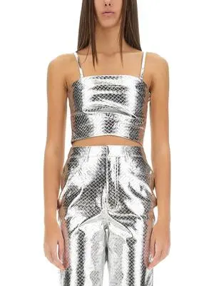 ROTATE BY BIRGER CHRISTENSEN Textured Cropped Top - Silver