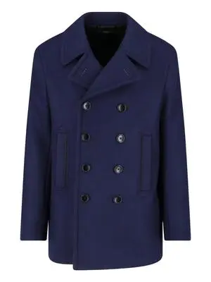 TOM FORD Tailored Wool Jacket With Calf Leather Details - Blue