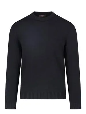 ZANONE 100% Virgin Wool Long-sleeve Polo - Black