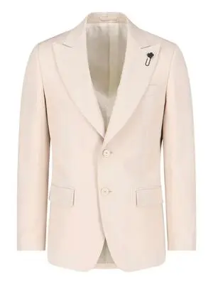 LARDINI LARDINI Single-Breasted Lightweight Viscose Silk Blend Jacket White