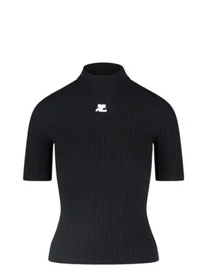COURREGES Logo Knit Top Fall/winter 2025 - Black
