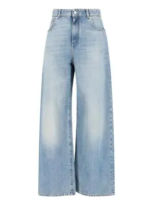 Alexander McQueen Wide Leg Denim Jeans - Blue