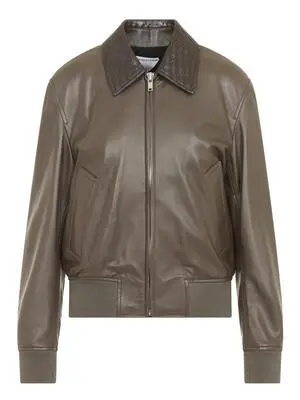 Bottega Veneta Lamb Leather Bomber Jacket - Green