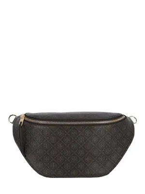 Tory Burch Monogrammed Canvas Belt Bag With Leather Trim - Brown