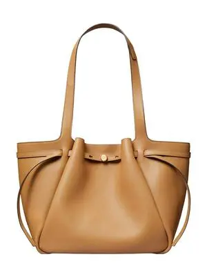 Tory Burch Pebbled Leather Tote Bag Beige