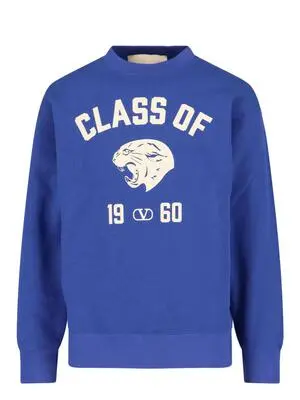 Valentino Garavani Cotton Hoodie With Logo Detail - Blue