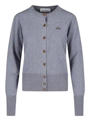 VIVIENNE WESTWOOD Crew Neck Button-front Knit Cardigan - Grey