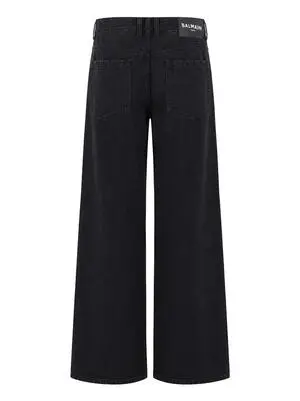 Balmain Straight Leg Denim Jeans - Black