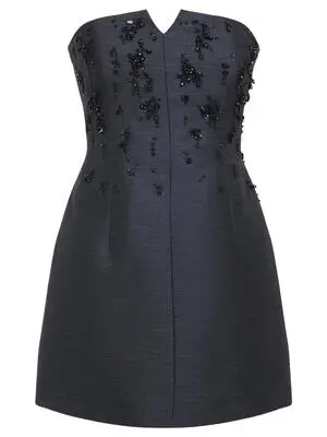 Alberta Ferretti Off-shoulder Embellished Mini Dress - Grey