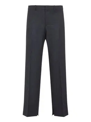 Celine Flared Low-rise Pinstriped Wool Trousers - Grey