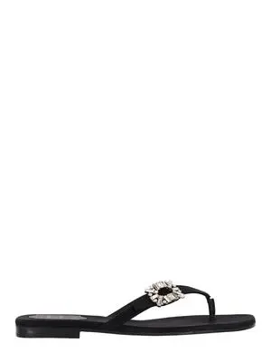 ROGER VIVIER Embellished Silk-accent Leather Sandals - Black