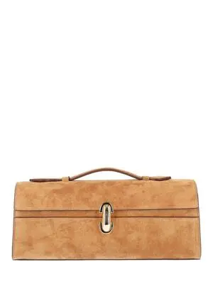 Savette Suede Calfskin Shoulder Bag - Brown