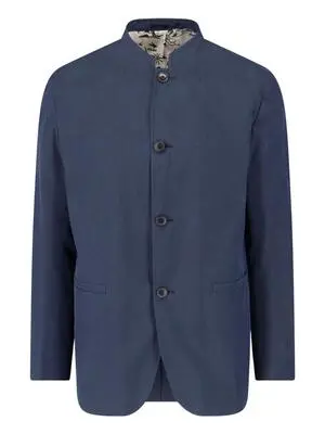 Paul Smith Cotton-lyocell Stand Collar Jacket - Blue