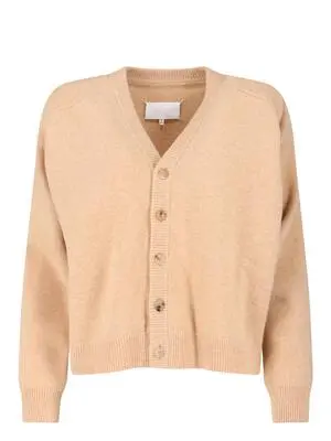 MAISON MARGIELA 100% Wool V-neck Cardigan - Beige