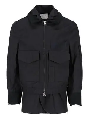 Sacai Sculpted Wool-blend Jacket With Acrylic And Nylon Accents - Black