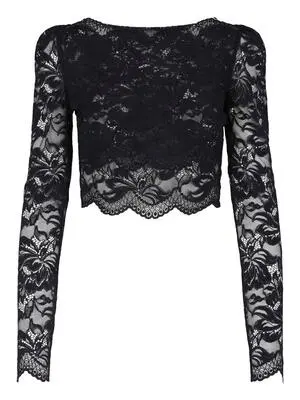 Rabanne Lace Sculpted Stretch Cropped Top - Black